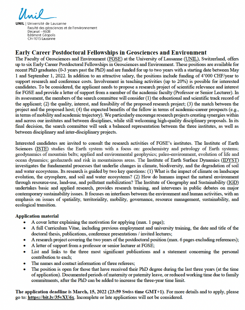 Early Career Post doc Positions LAKES Past Present And Future Of